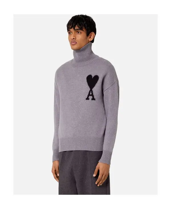 AMI Paris De Coeur High Neck Wool Jumper