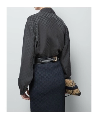 Gucci Embellished Gg Crepe Satin Shirt With Self-tied Bow