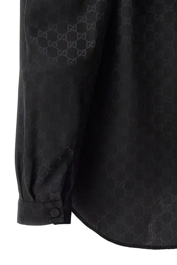 Gucci Embellished Gg Crepe Satin Shirt With Self-tied Bow