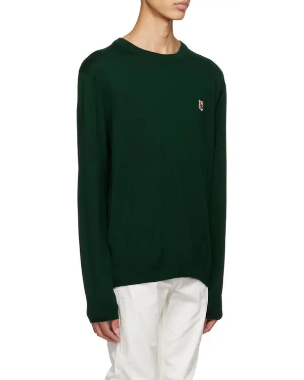 Maison Kitsuné Fox Head Patch Crewneck Sweater - Green