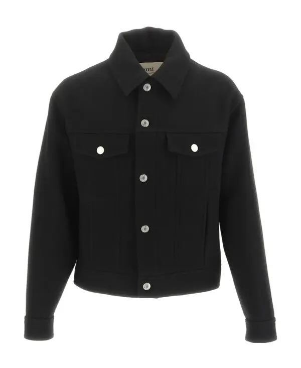 Ami Long-sleeve Wool Jacket - Black