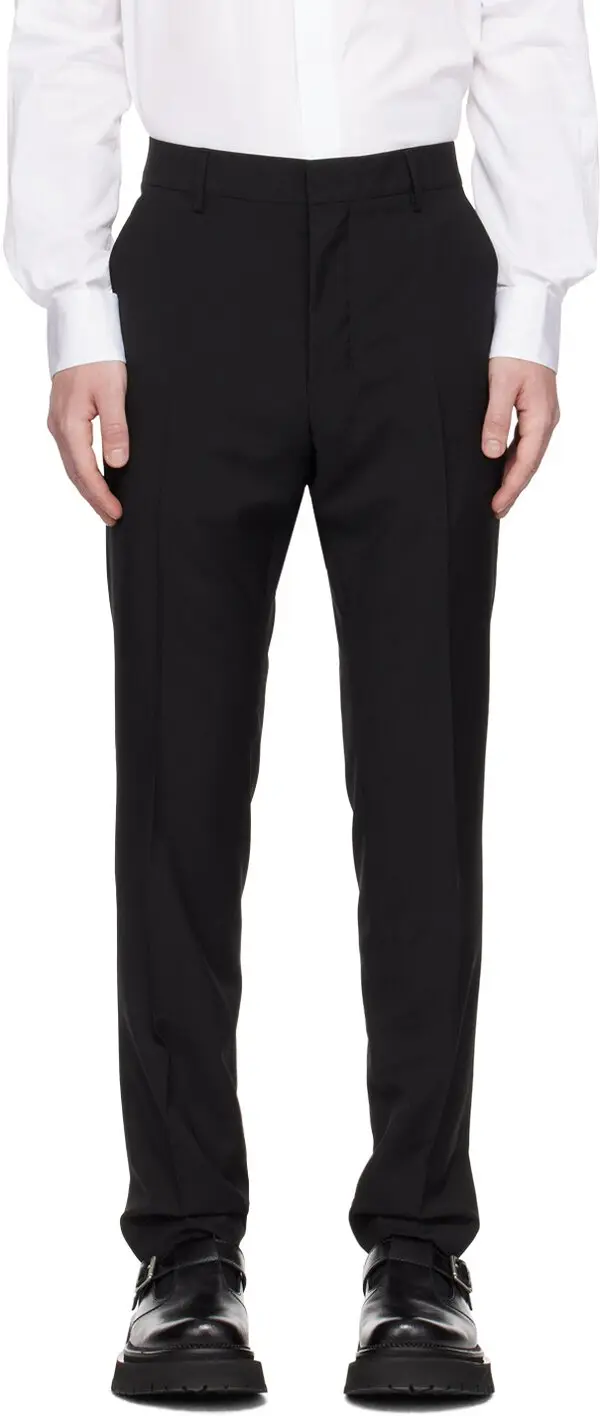 Ami Mid-rise Straight Leg Trousers - Black