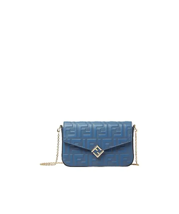 Fendi Ff Diamonds Chain-linked Wallet - Blue