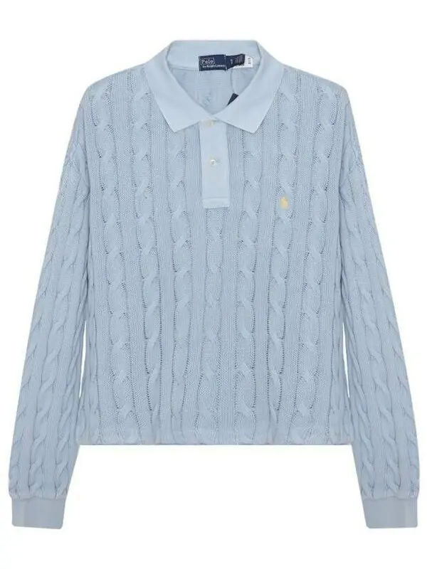 Polo Ralph Lauren Cable-knit Cotton Long-sleeve Polo Shirt