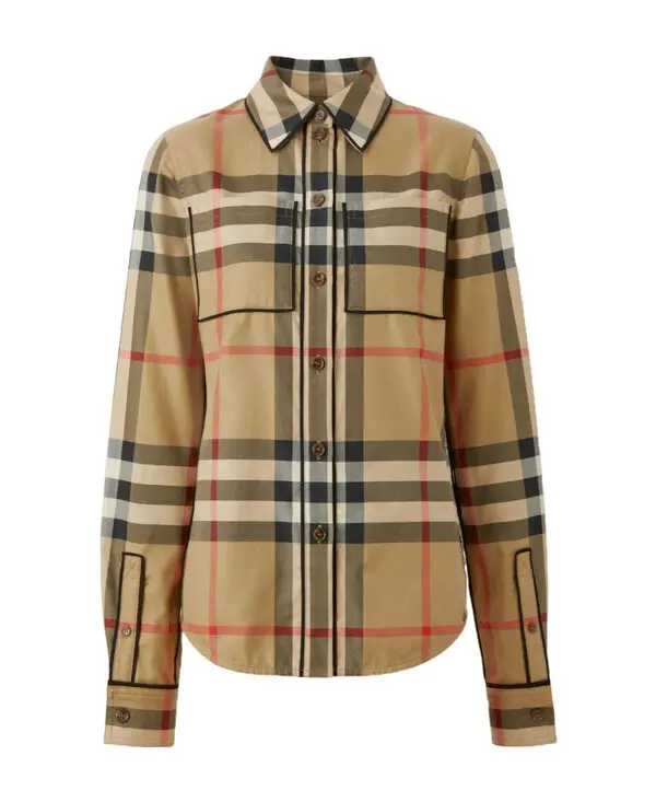 Burberry Exaggerated Checked Long-sleeve Shirt - Brown