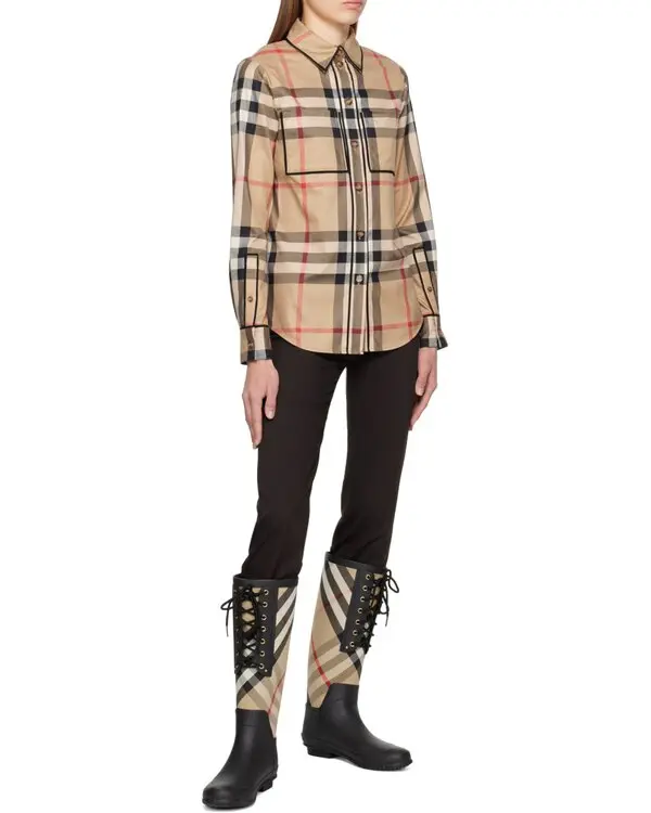 Burberry Exaggerated Checked Long-sleeve Shirt