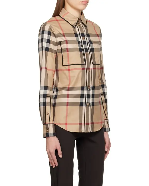 Burberry Exaggerated Checked Long-sleeve Shirt