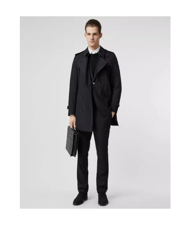 Burberry Cotton Gabardine Trench Coat - Blue