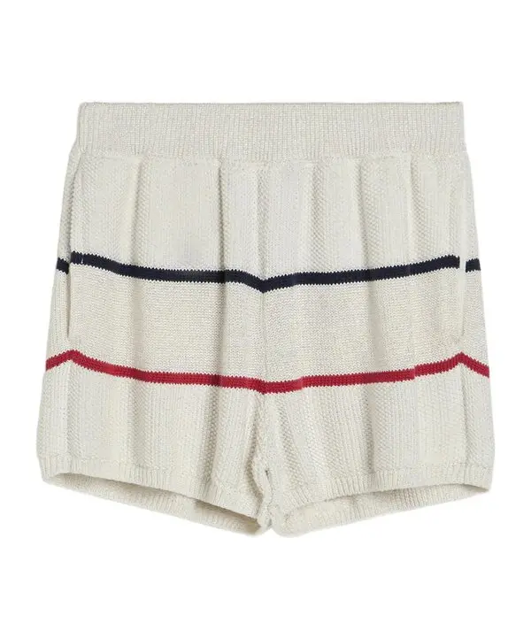 Brunello Cucinelli Textured Stripe Knit Shorts - White