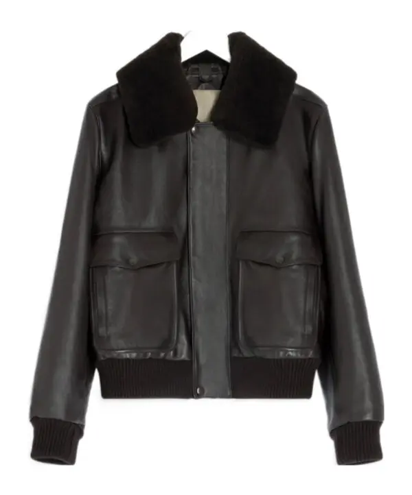 LEMAIRE Leather Blouson - Charred Oak