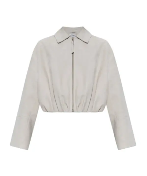 Loewe Suede Goatskin Draped Jacket - Grey