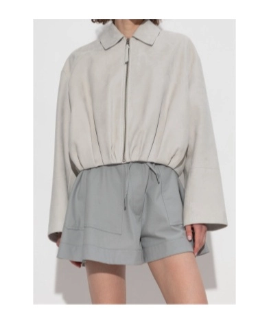 Loewe Draped Leather Zip Jacket - Grey