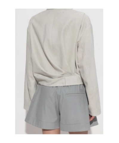 Loewe Draped Leather Zip Jacket - Grey