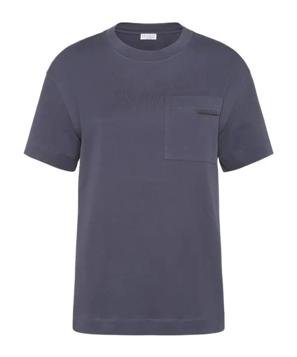 Brunello Cucinelli Shiny Tab Crewneck T-shirt