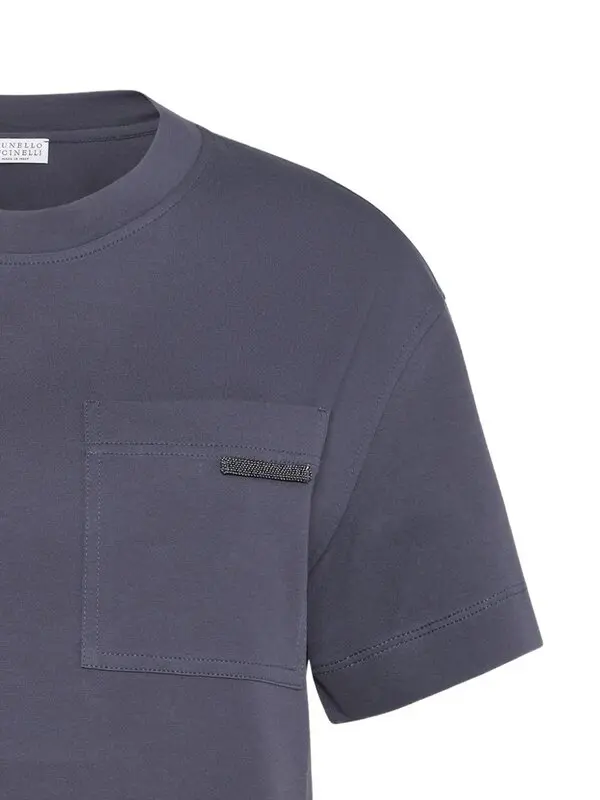 Brunello Cucinelli Shiny Tab Crewneck T-shirt