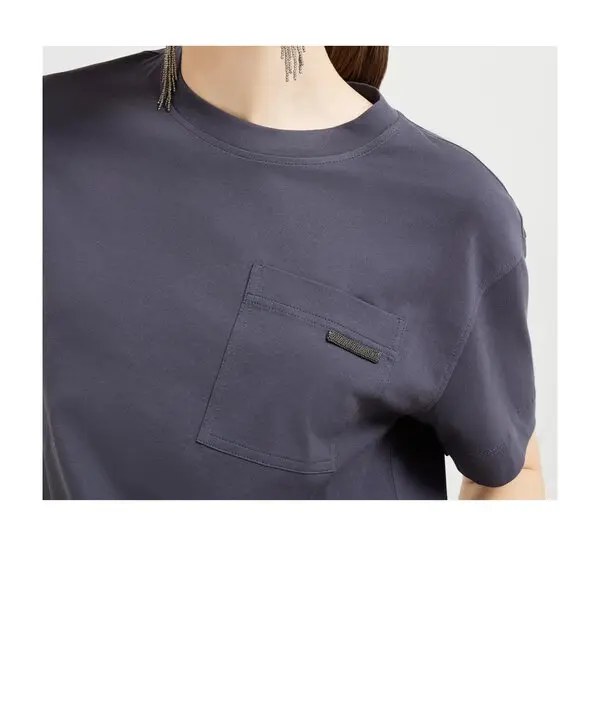 Brunello Cucinelli Shiny Tab Crewneck T-shirt