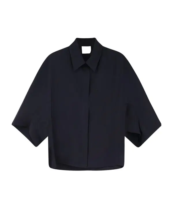ALYSI Boxy Short-sleeve Top With Pointed Collar