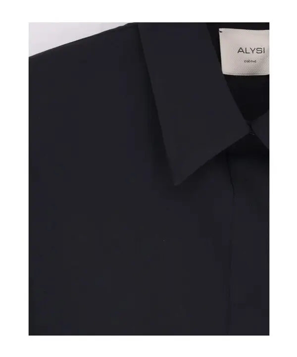 ALYSI Boxy Short-sleeve Top With Pointed Collar