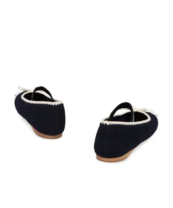 Miu Miu Crochet Ballerina Flats With Bow Detailing
