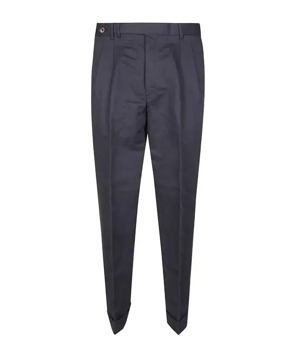 PT TORINO Pleated Turn-up Trousers - Navy