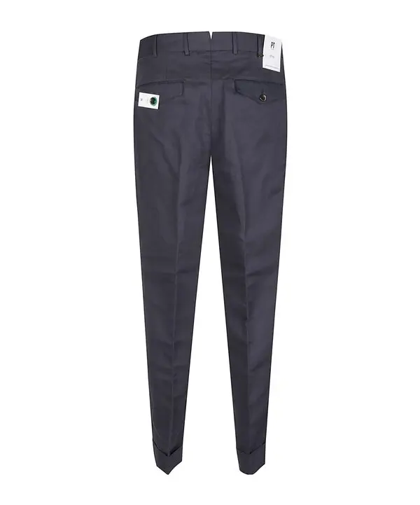 PT TORINO Pleated Turn-up Trousers - Navy