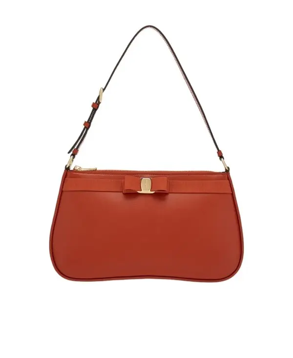 FERRAGAMO Vara Bow Calf Leather Shoulder Bag - Brown