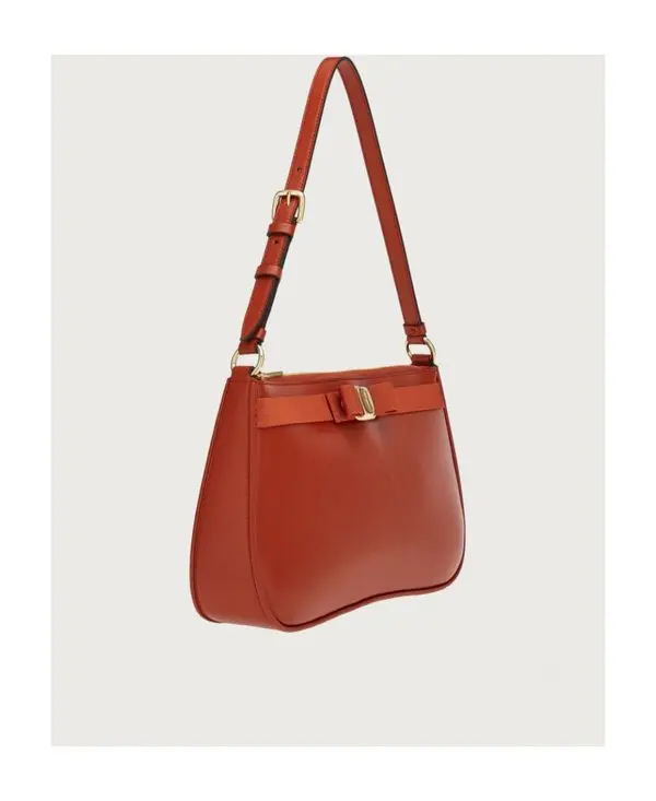 FERRAGAMO Vara Bow Calf Leather Shoulder Bag - Brown