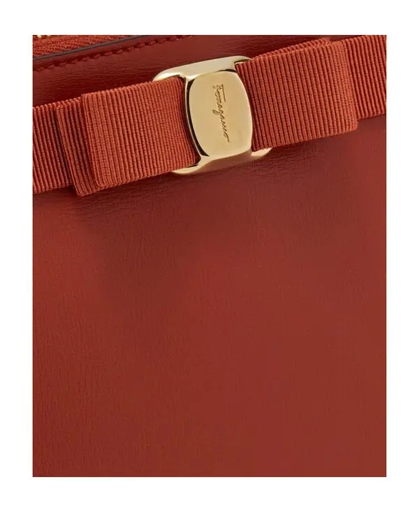 FERRAGAMO Vara Bow Calf Leather Shoulder Bag - Brown