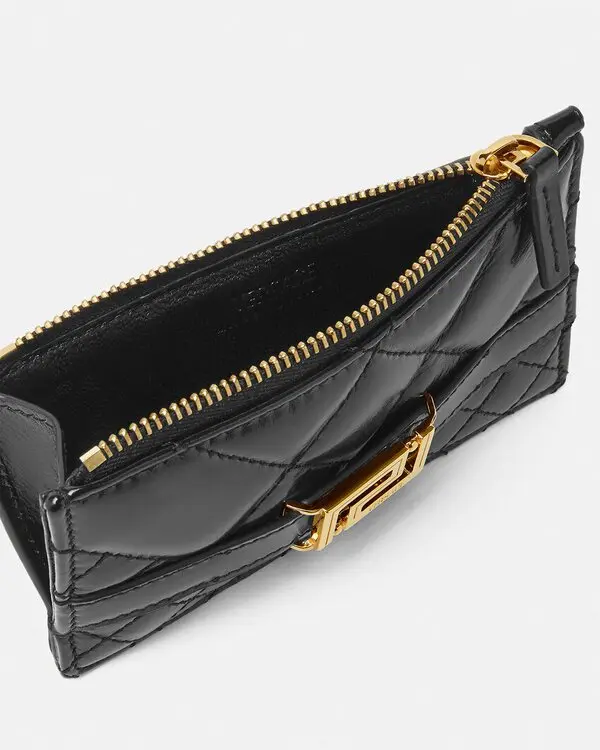 Versace Greca Goddess Quilted Zipped Card Holder