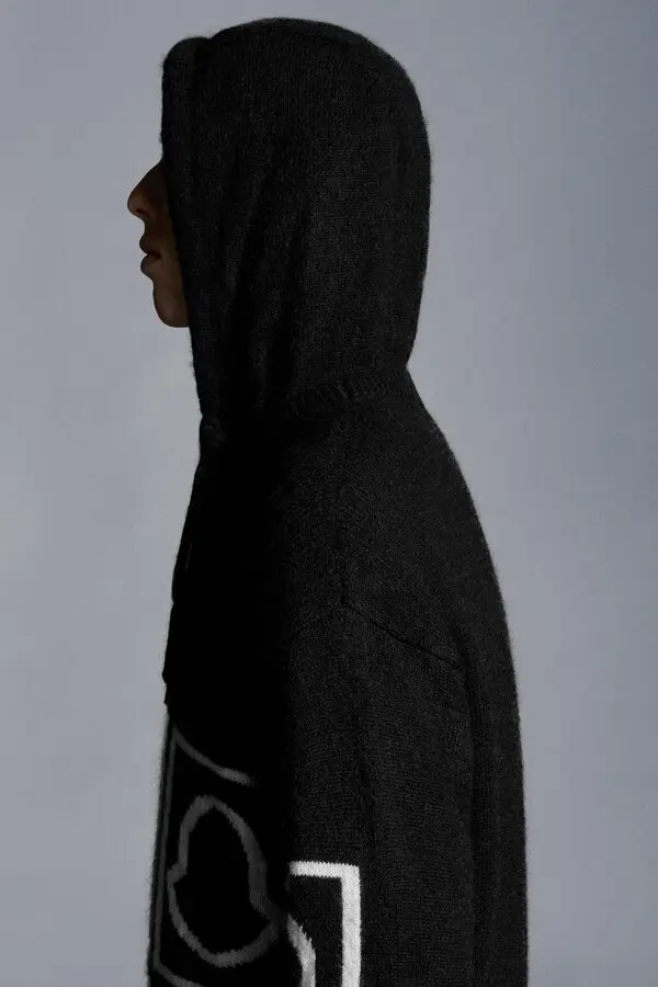 Moncler Logo-intarsia Knitted Hoodie