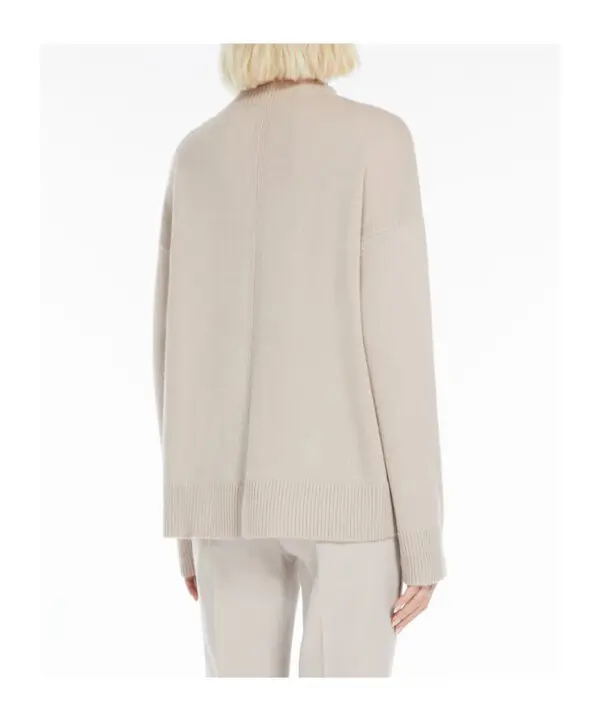 Max Mara Round Neck Ribbed Knit Pullover With Back Slits