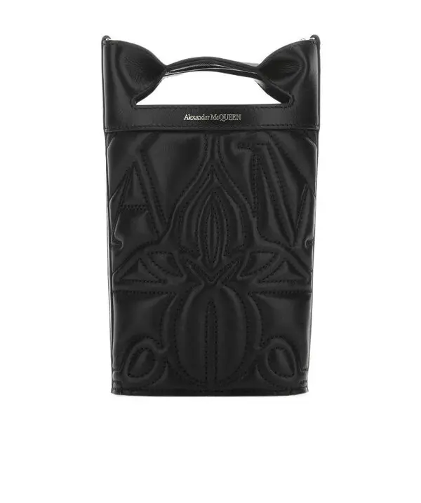Alexander McQueen Logo Printed Bucket Bag - Black