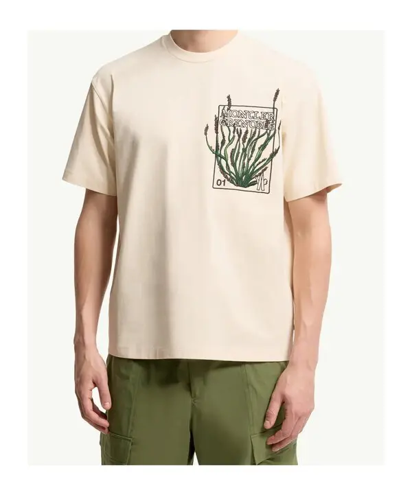 Moncler Embroidered Botanical Motif T-shirt