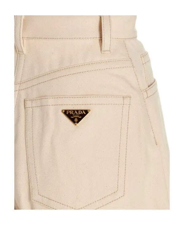 Prada Logo Denim Shorts