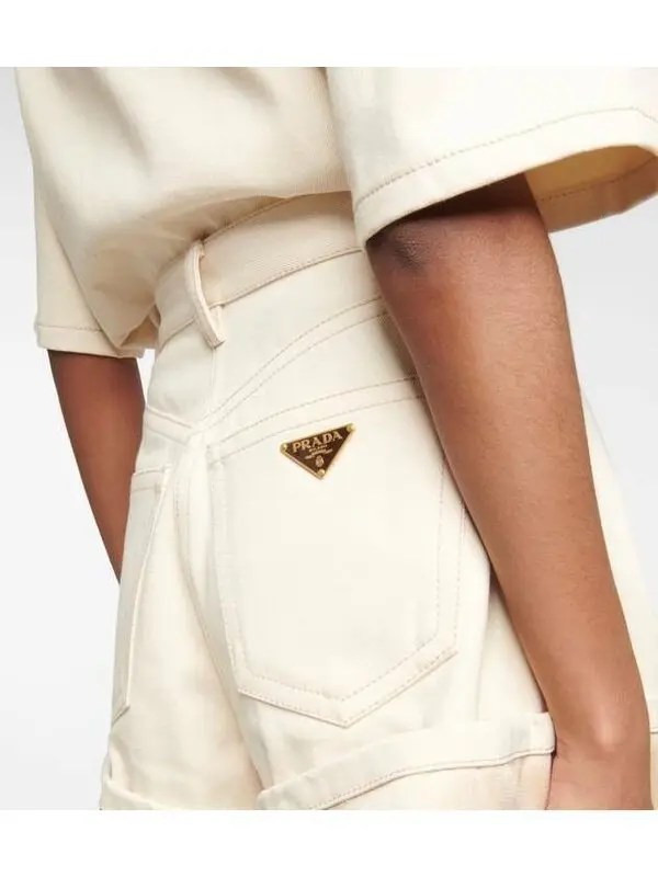 Prada Logo Denim Shorts