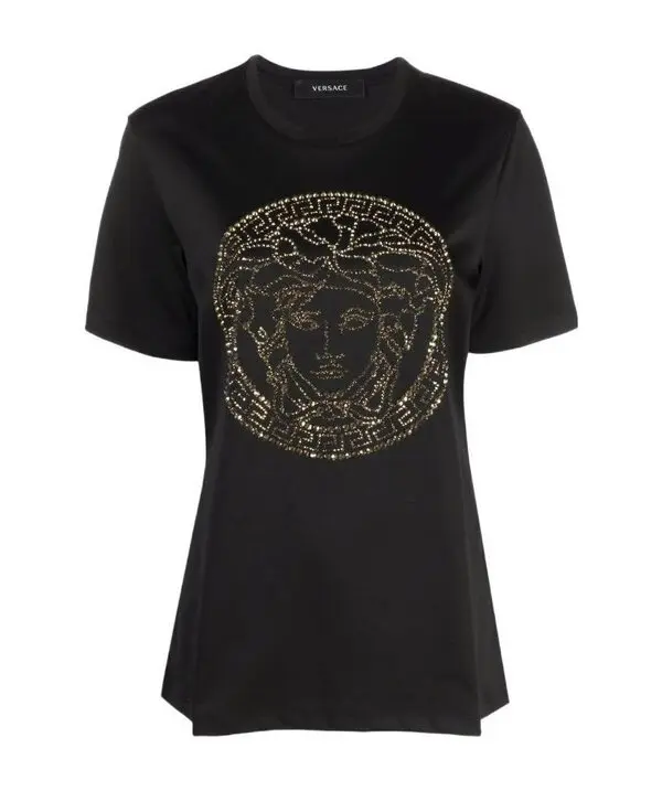 Versace Medusa Head Crystal Embellished Crewneck T-shirt