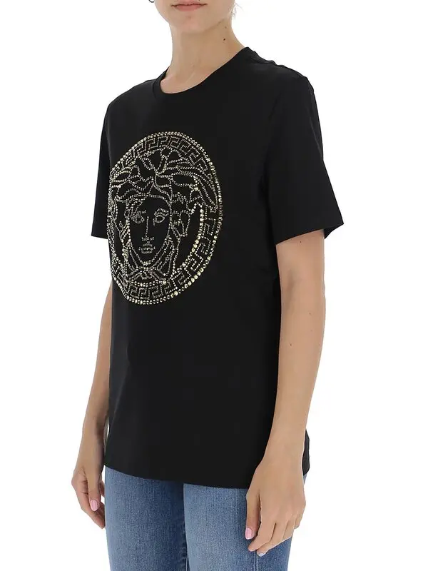 Versace Medusa Head Crystal Embellished Crewneck T-shirt