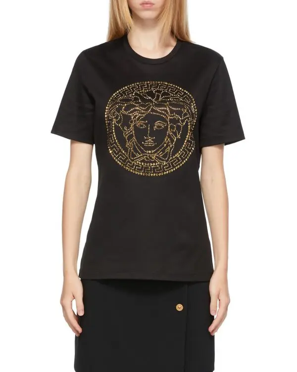 Versace Medusa Head Crystal Embellished Crewneck T-shirt