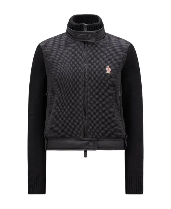 Moncler Wool Zip-up Cardigan - Black