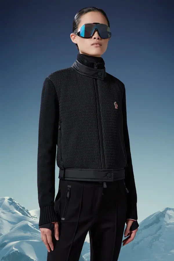 Moncler Wool Zip-up Cardigan - Black