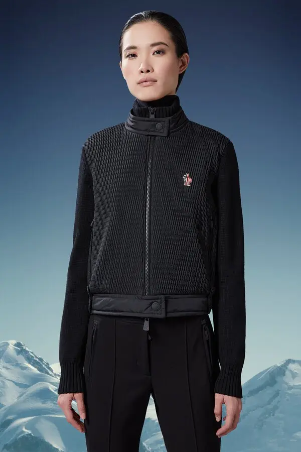 Moncler Wool Zip-up Cardigan - Black