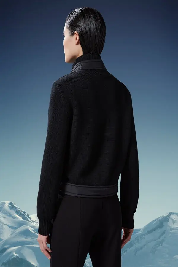 Moncler Wool Zip-up Cardigan - Black