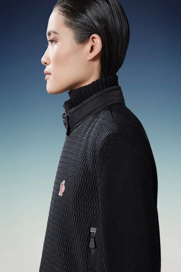 Moncler Wool Zip-up Cardigan - Black