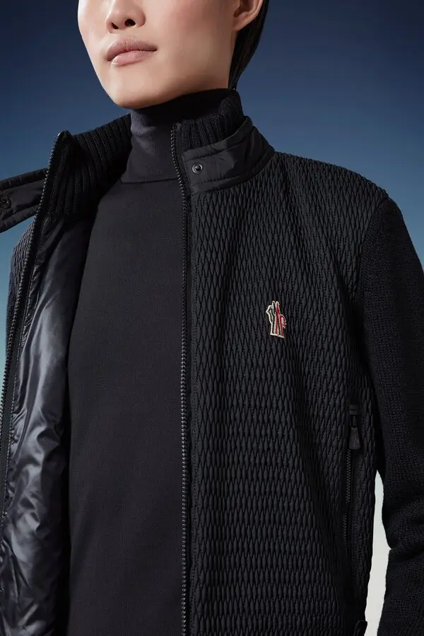 Moncler Wool Zip-up Cardigan - Black