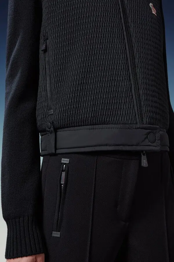 Moncler Wool Zip-up Cardigan - Black