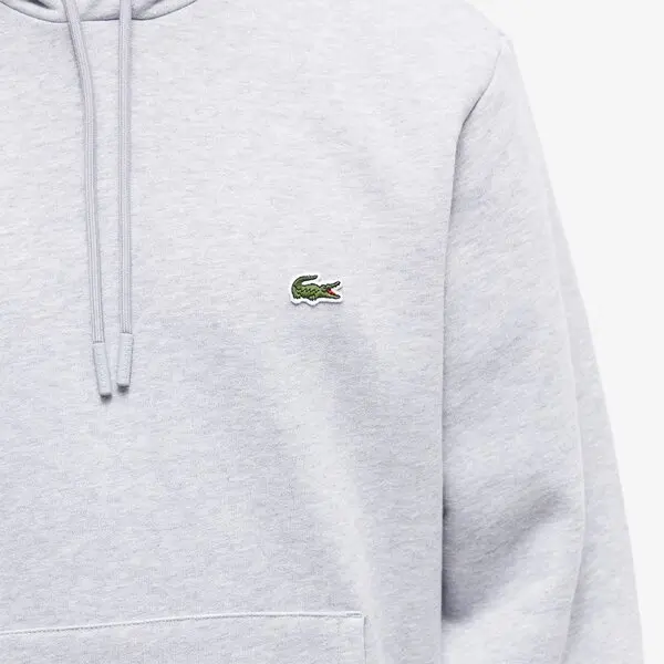 Lacoste Logo Embroidered Drawstring Hoodie - White