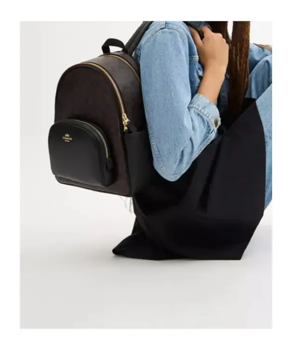 COACH Court Backpack In Signature Canvas - Opal/walnut/black