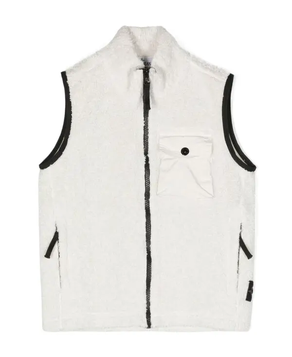 Stone Island Faux-shearling Logo-patch Gilet - Gypsum Color