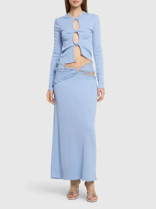 Christopher Esber Ruffle Trim Lace Skirt