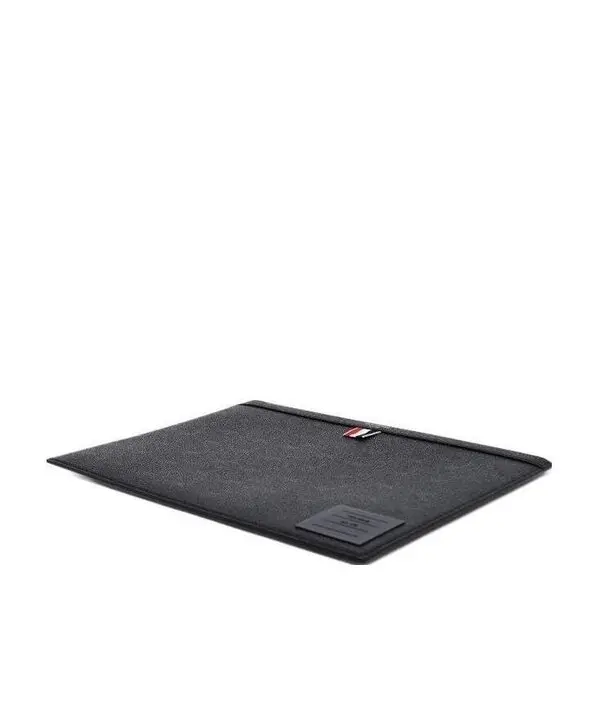 Thom Browne Grosgrain-tab Leather Clutch Bag - Black
